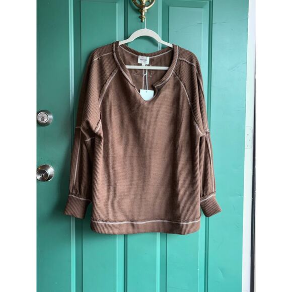 ANDREE BY UNIT | Sweaters | New 2x Andree By Unit Waffle Top Brown ...